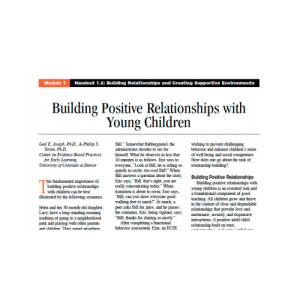 Building Positive Relationships with Young Children – Relationships Matter